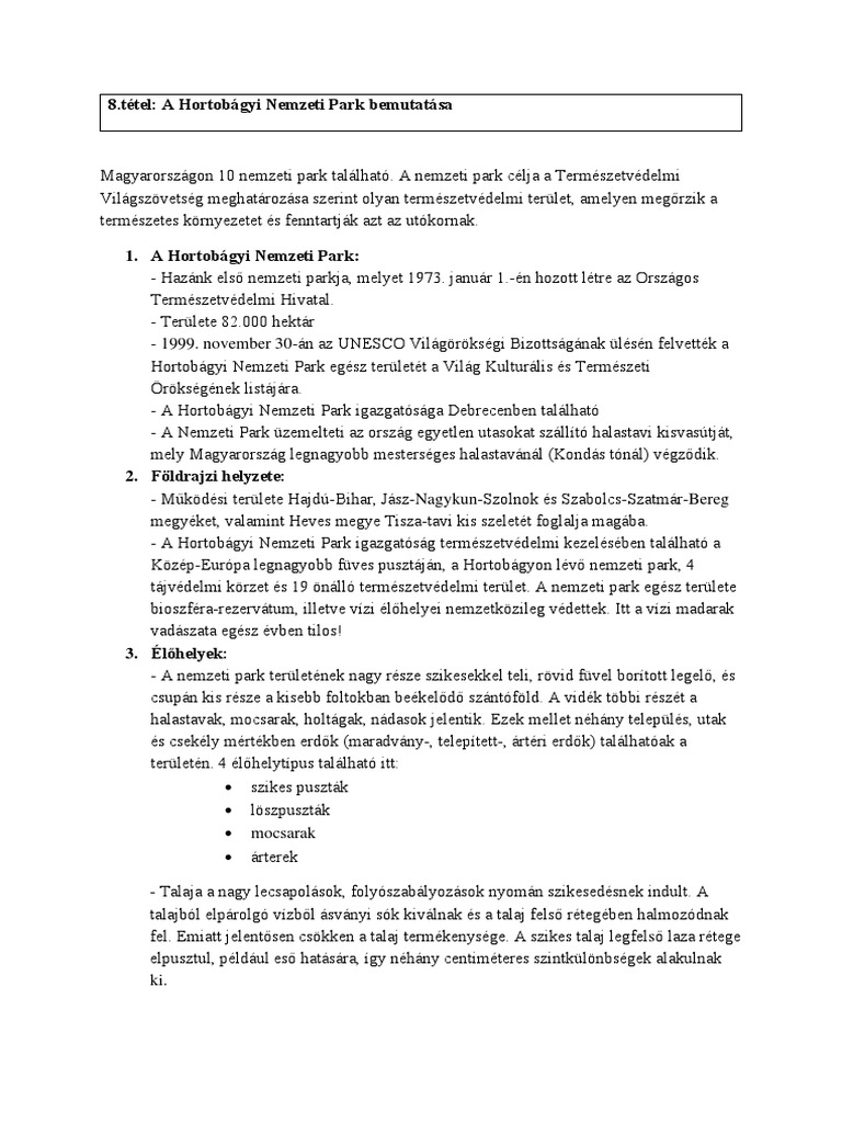 Hortobágyi NP. | PDF