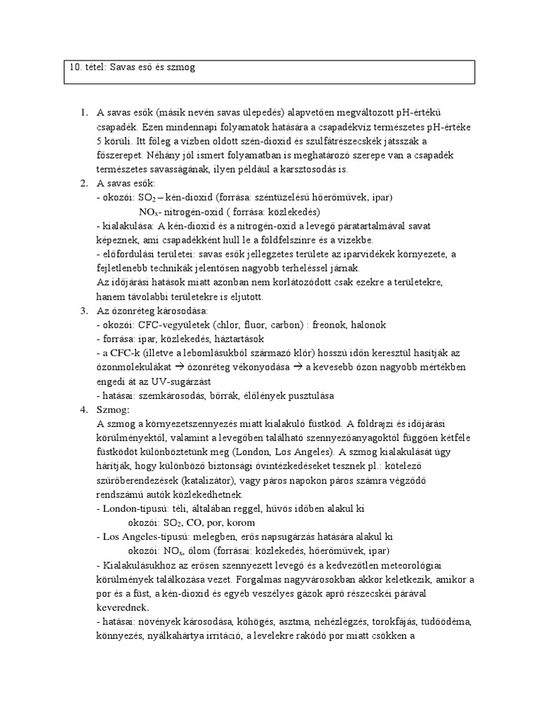 Savas Eső, Szmog | PDF