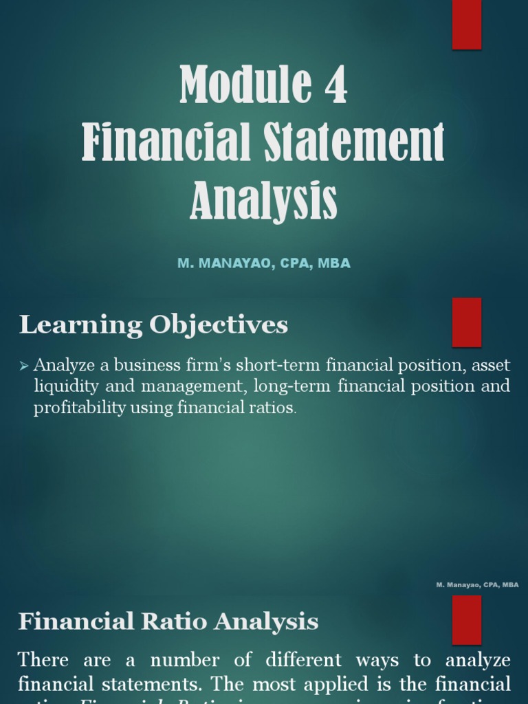 Module 4 - Financial Statement Analysis (Part 2) PDF | PDF | Financial ...