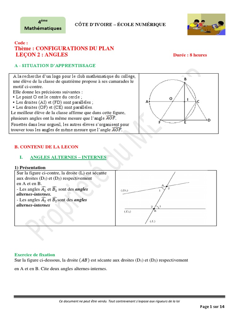 4e_Maths lecon 2 Angles.pdf | PDF | Cercle | Triangle