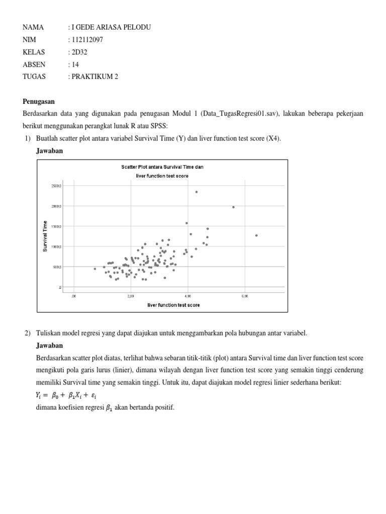 Analisis Regresi Survival Time dan Usia | PDF