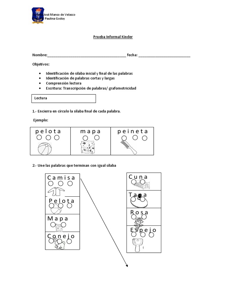 Prueba Final Kinder | PDF