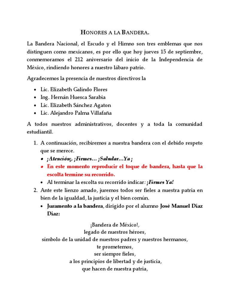 Programa de Honores A La Bandera. | PDF | México