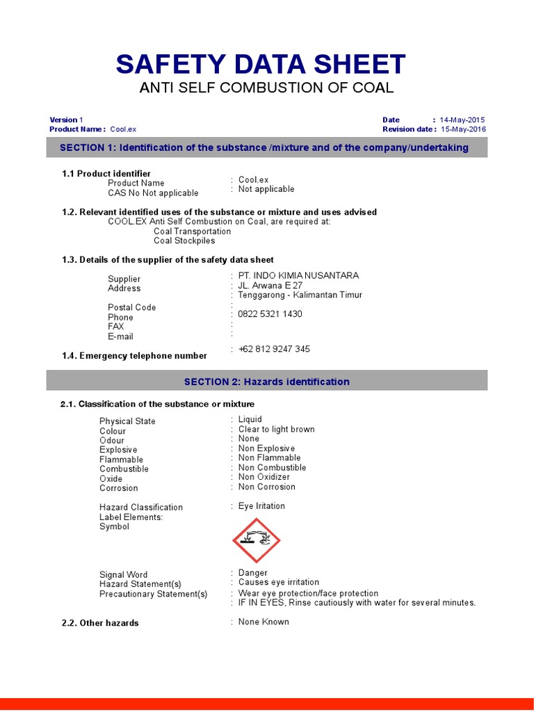 Cool - Ex MSDS - Compressed | PDF | Toxicity | Hazards