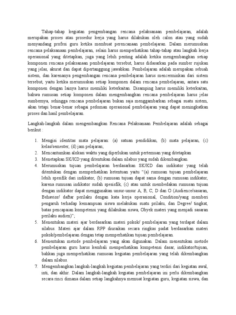 Langkah-Langkah Pengembangan Rencana Pembelajaran | PDF