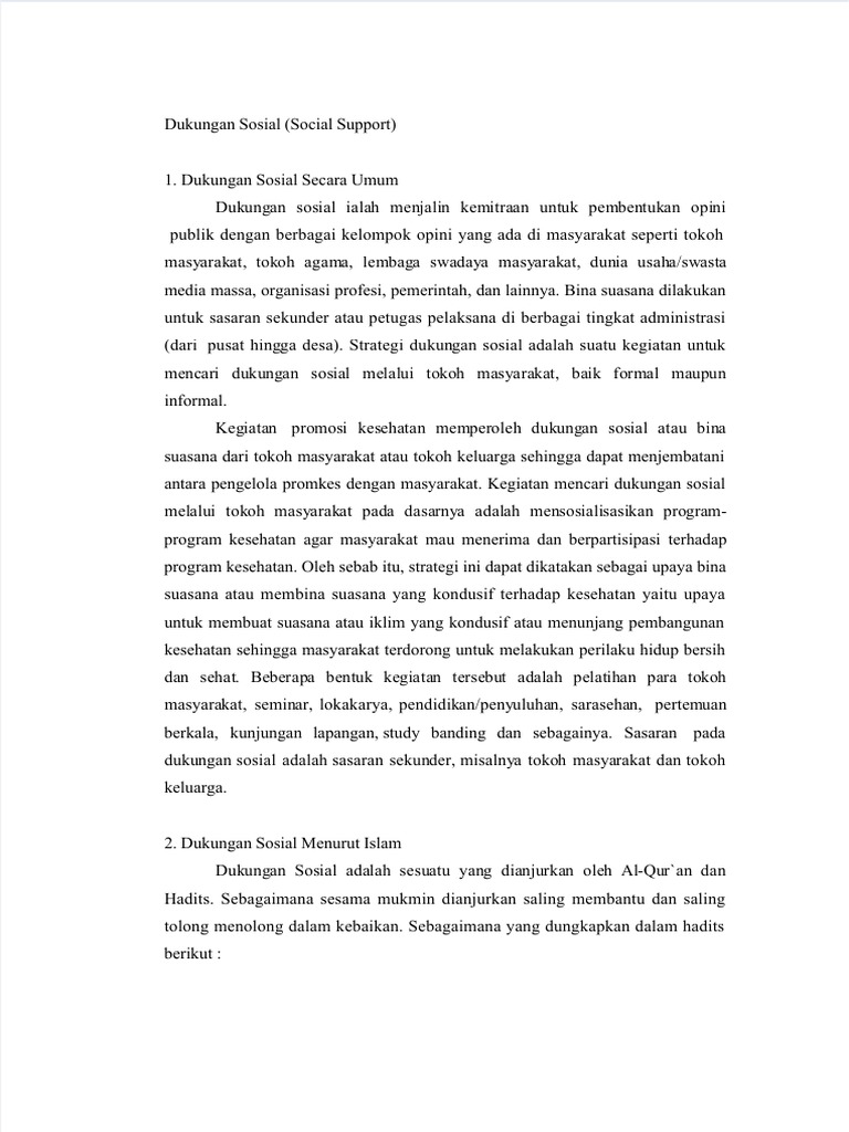 Dokumen - Tips - Dukungan Sosial Dan Contohnya | PDF
