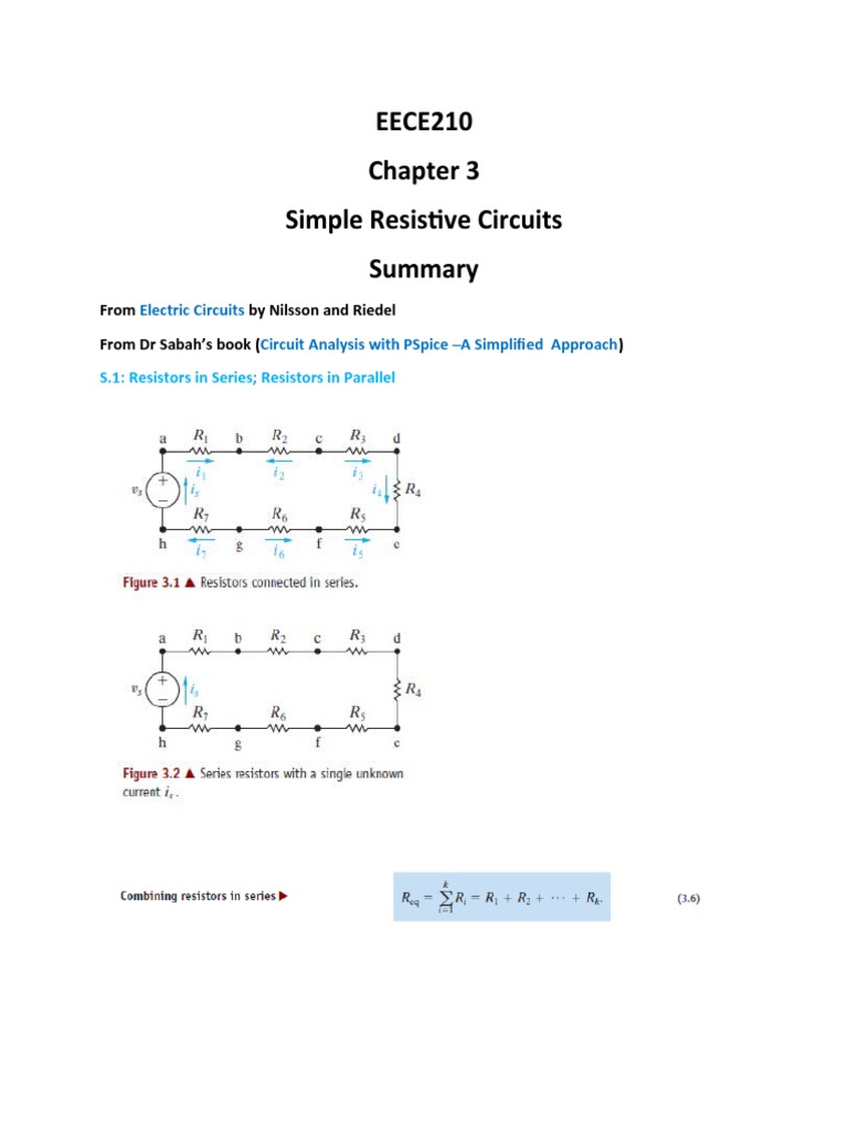 SP22-23-EECE 210-Chapter 3-Summary-Simple Resistive Circuits | PDF | Science & Mathematics ...
