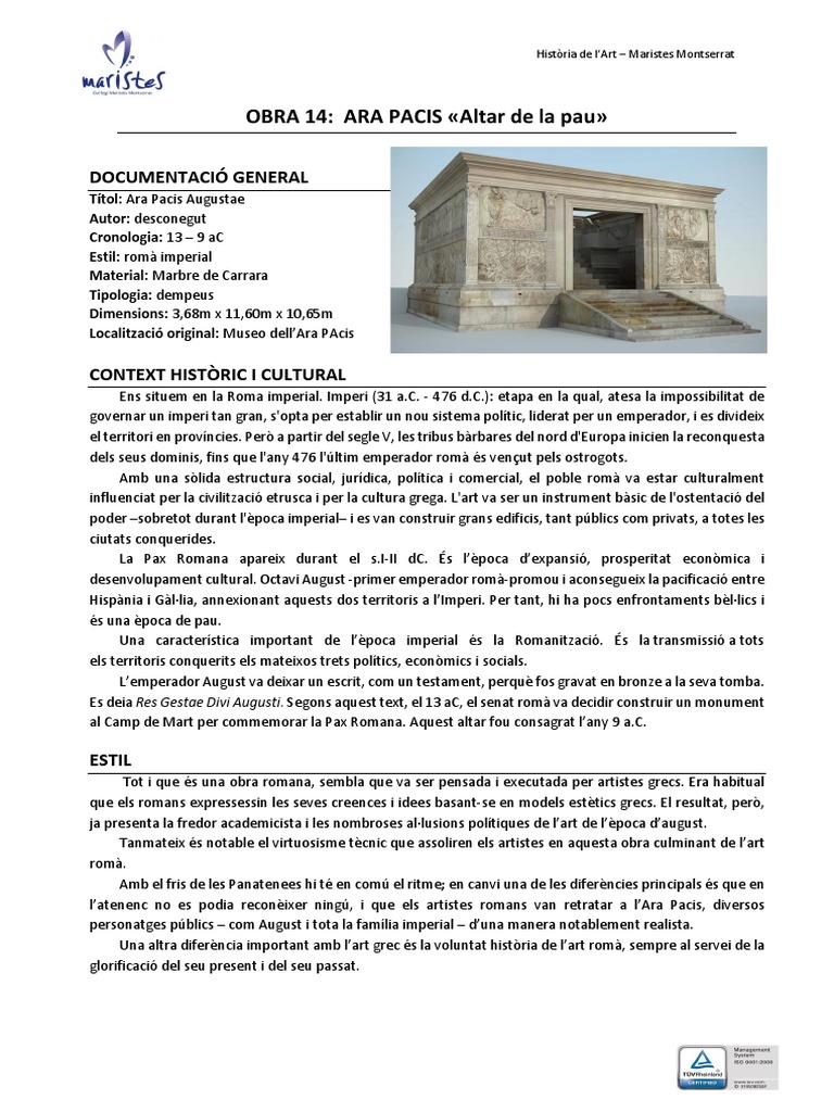 U2 - ROMA - OBRA14 - ARA PACIS - Fitxa | PDF