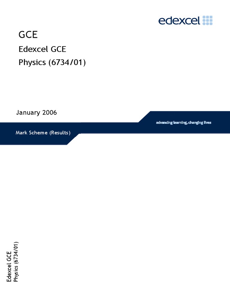 Edexcel GCE Physics Mark Scheme 2006 | PDF | Force | Ultraviolet