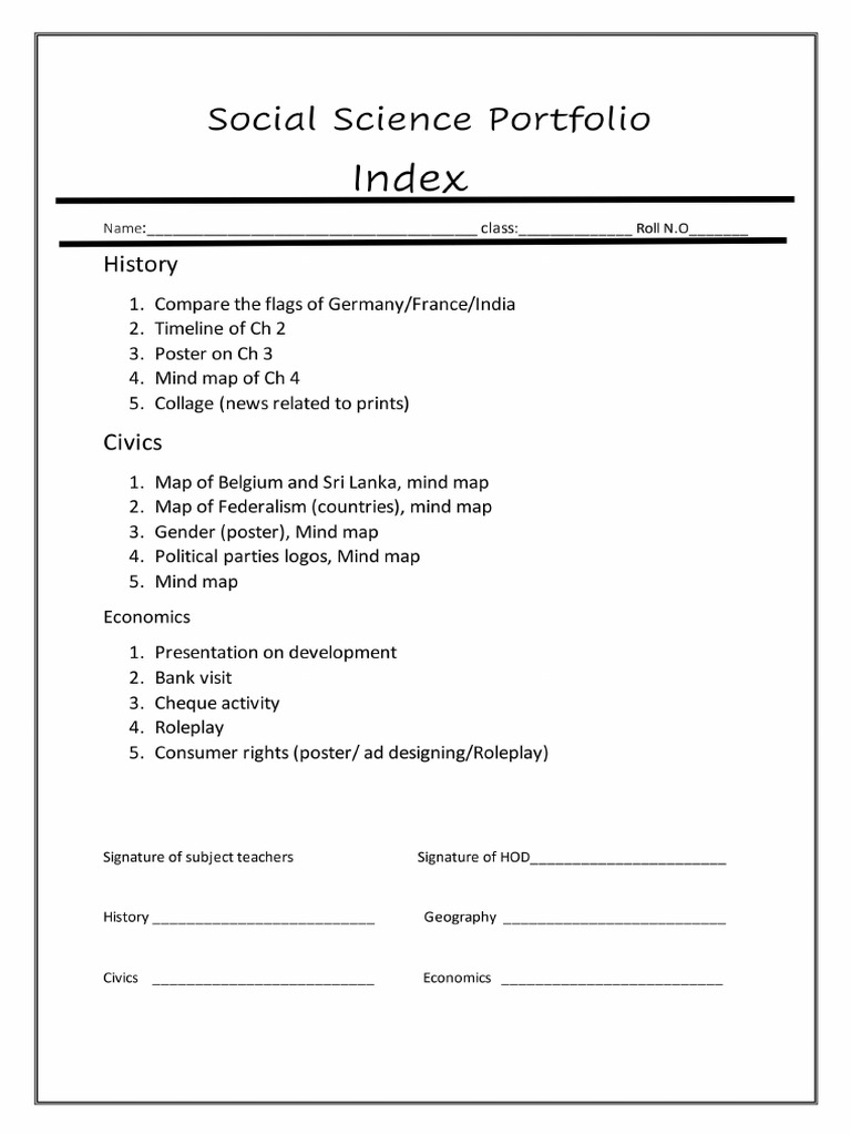 Social Science Porfolio Index | PDF