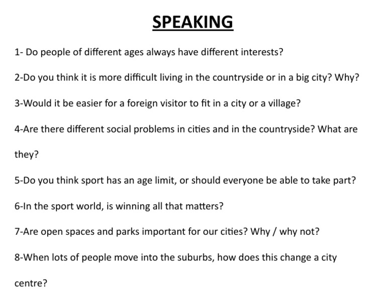 Speaking Intermediate | PDF