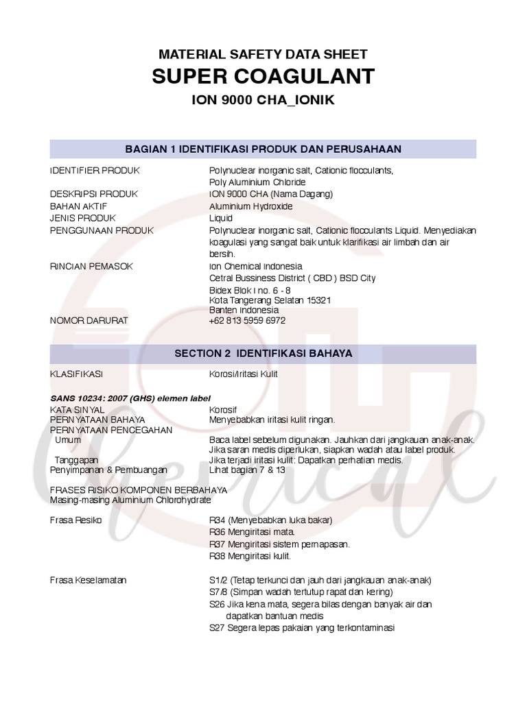 MSDS Super Coagulant | PDF