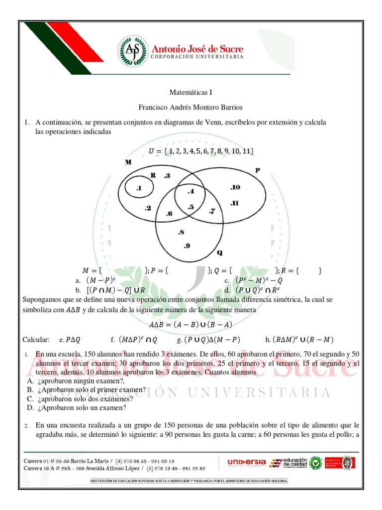 Taller de Problemas Con Conjuntos. | PDF