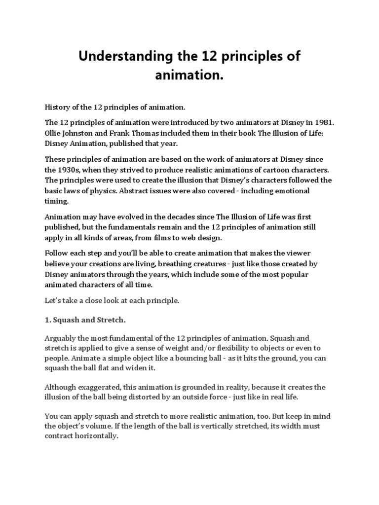 12 Principles of Animation Guide | PDF | Games & Activities