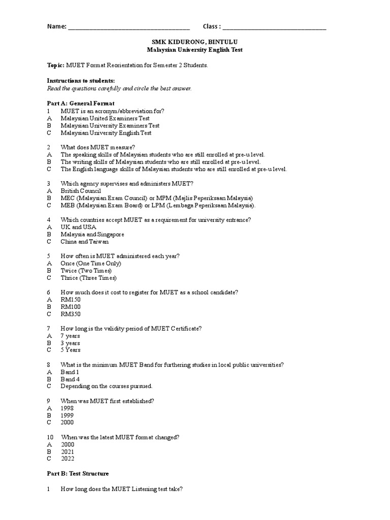 MUET Format Reorientation | PDF | Essays | Attention