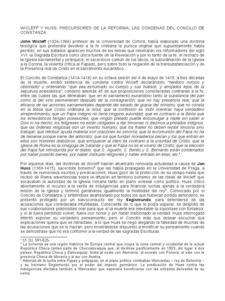 Wicleff y Huss: Precursores de la Reforma | PDF | Iglesia Católica