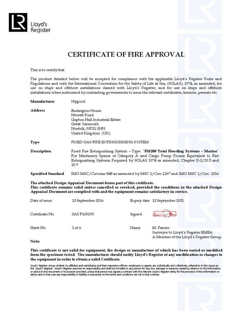 FM200 Hygood LR Fire Approval | PDF | Valve | Pipe (Fluid Conveyance)