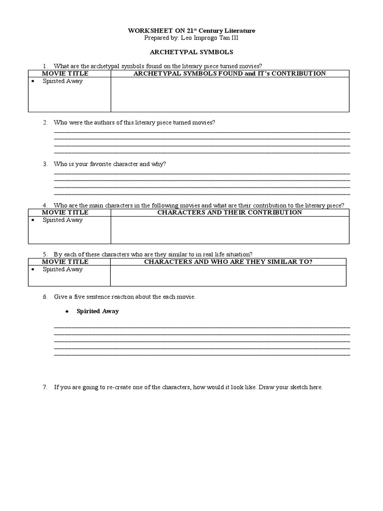 Spirited Away Worksheet | PDF