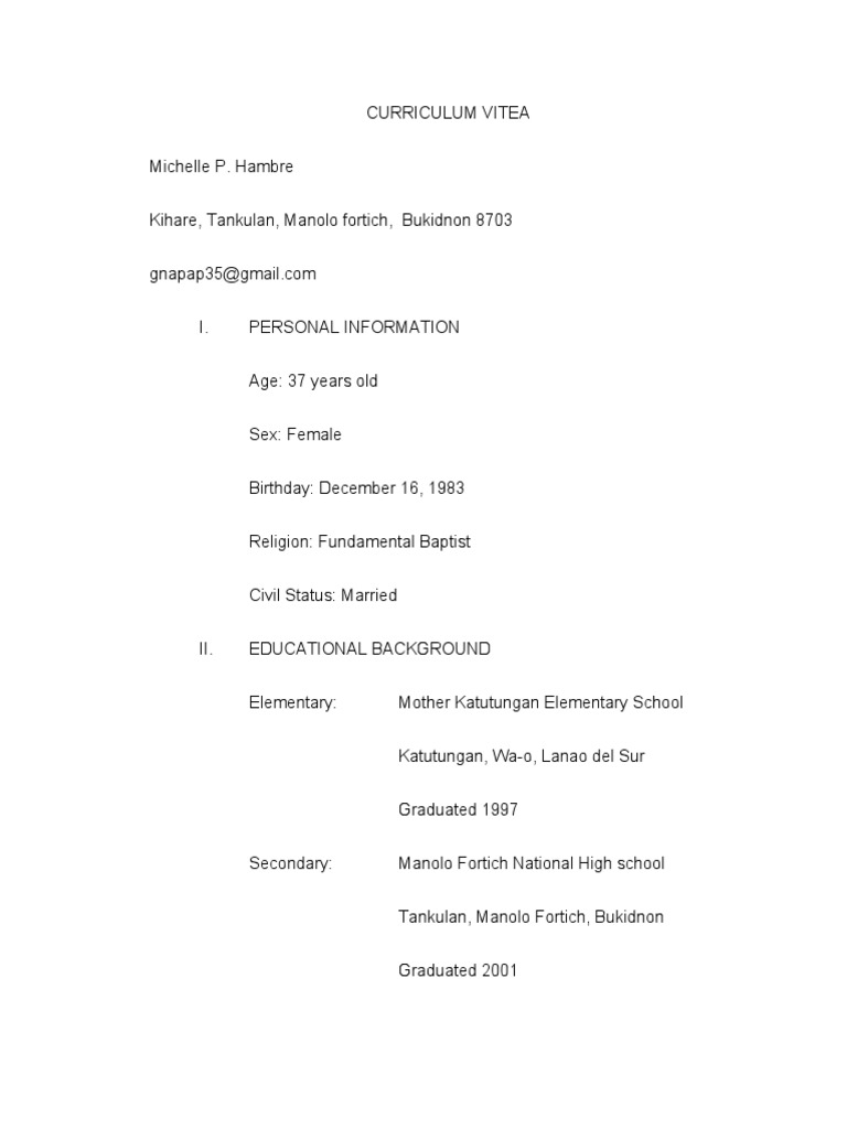 Curriculum Vitea | PDF | Schools