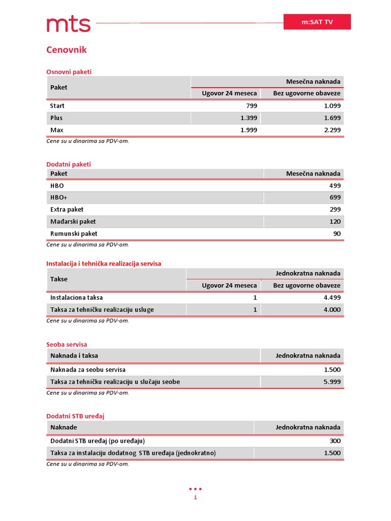 mSAT TV Cenovnik | PDF