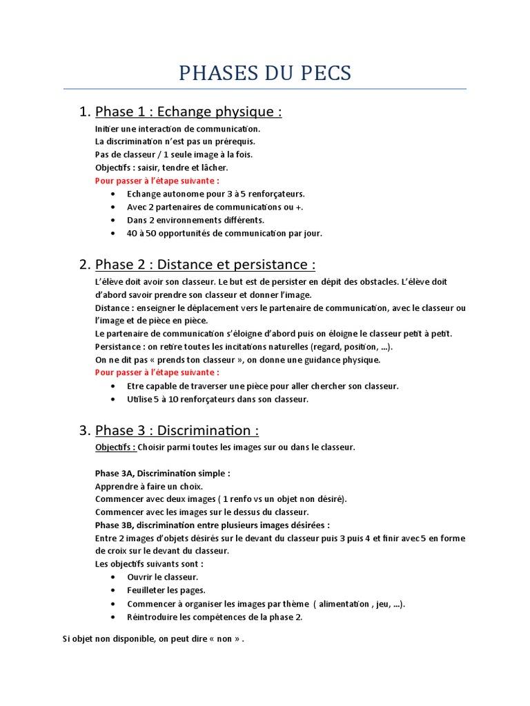 Phases du PECS : Guide Complet | PDF