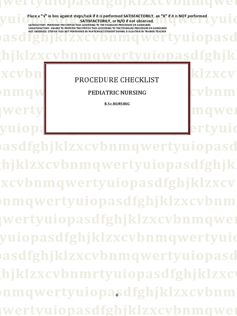 Pediatric Nursing Procedure Checklist | PDF | Neonatal Intensive Care ...