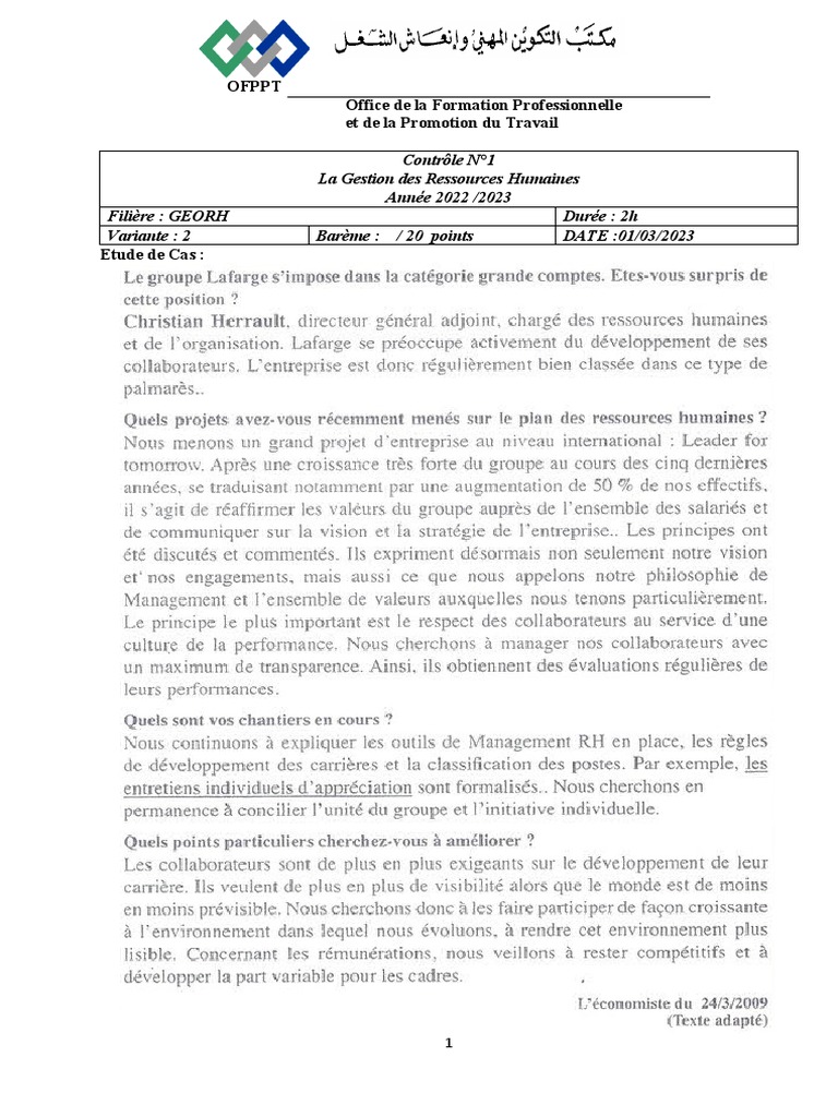 Variante 2 EFM GRH | PDF