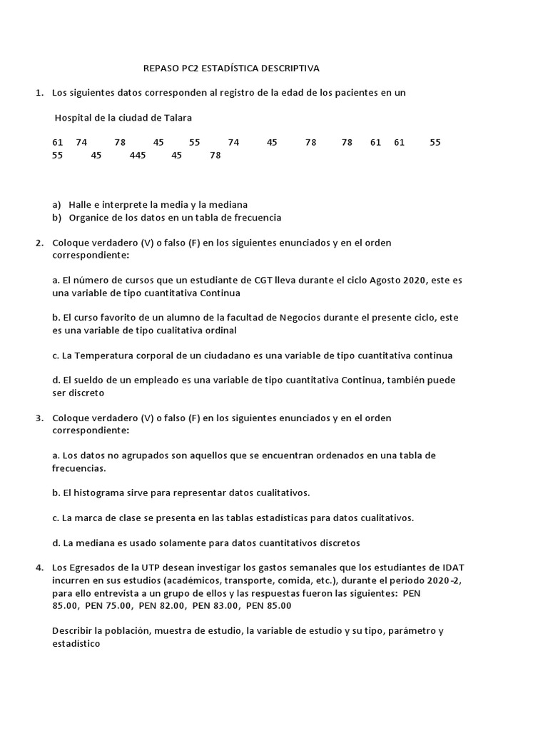 Repaso pc2 Verano 2021 | PDF | Histograma | Métodos de búsqueda