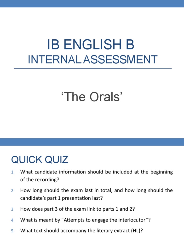 IB English B Oral Assessment Guide | PDF