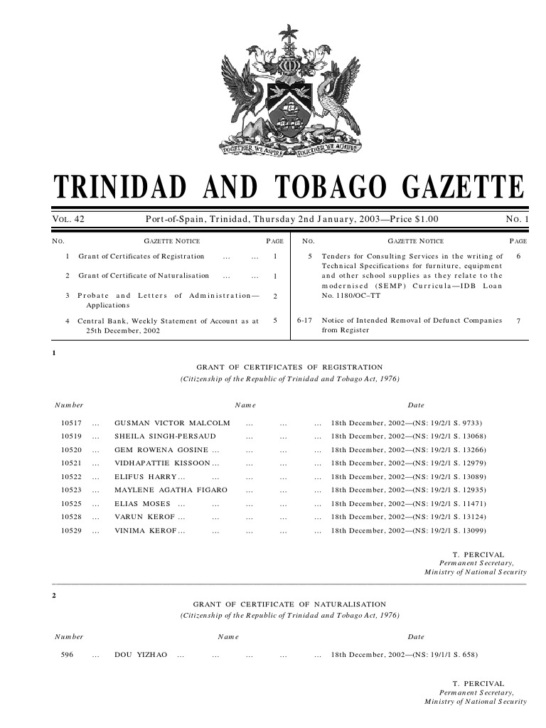 Gazette No. 1 of 2003 | PDF | Probate
