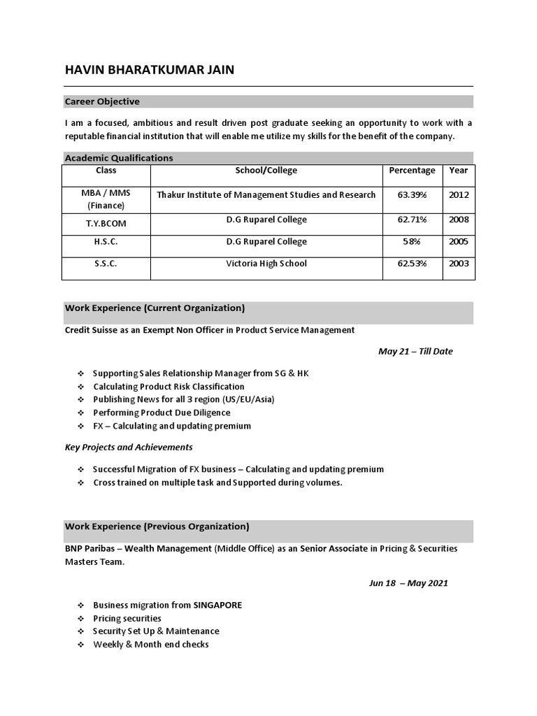 Havin Jain Resume | PDF | Securities (Finance) | Derivative (Finance)