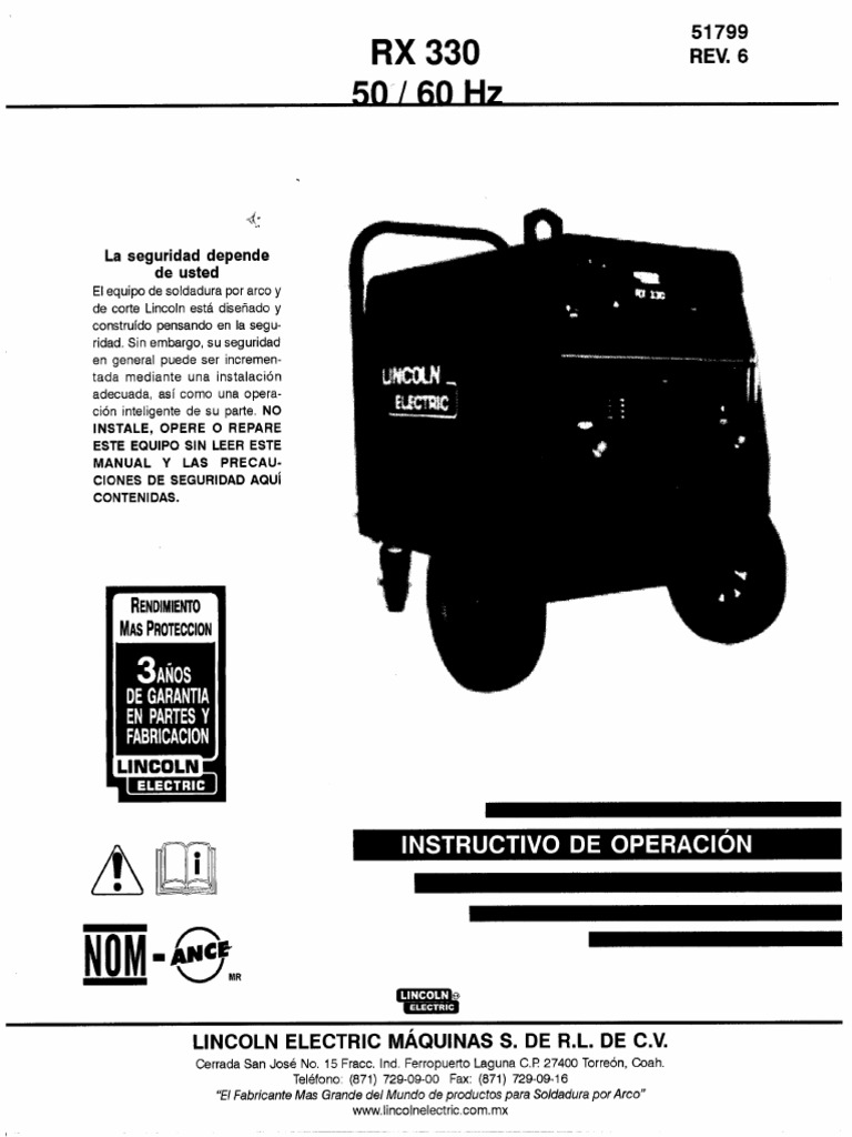 Manual Maquina Electrica LINCOLN RX 330 | PDF