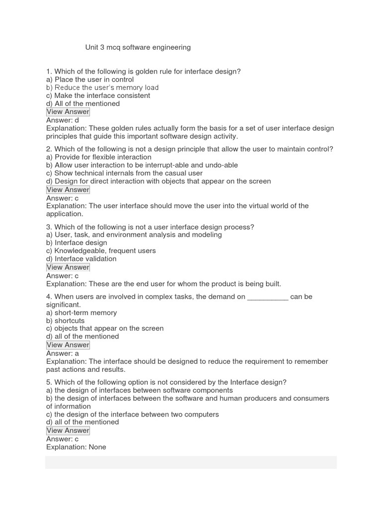 User Interface Design MCQs | PDF | Unified Modeling Language | Use Case
