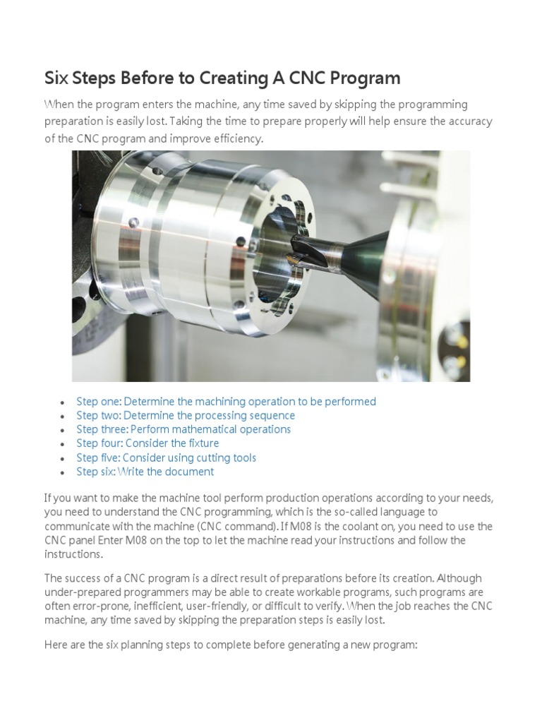 Six Steps Before To Creating A CNC Program | PDF | Numerical Control ...