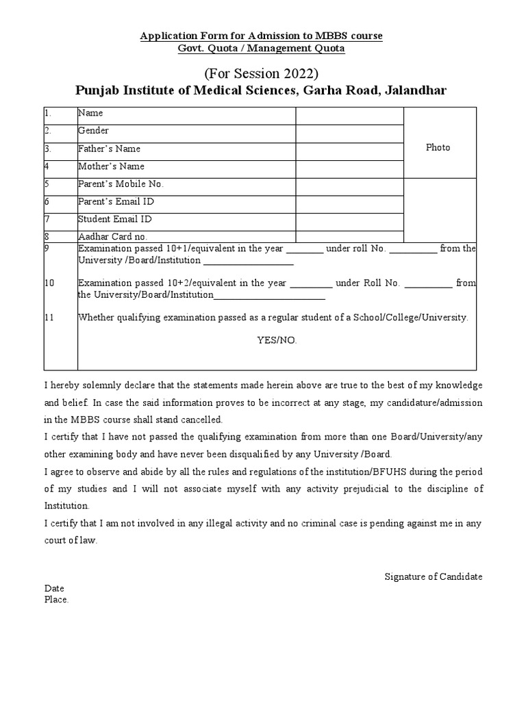 PIMS Annexures MBBS-Admissions-2022 | PDF | Guarantee | Surety