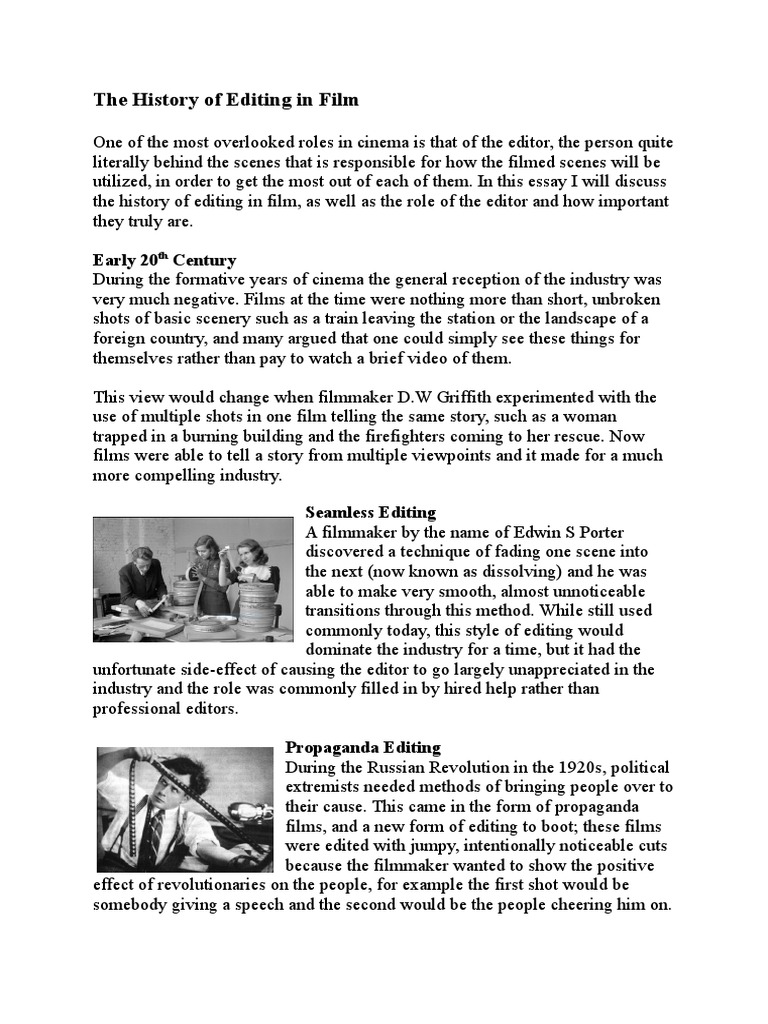 The History of Editing in Film | PDF