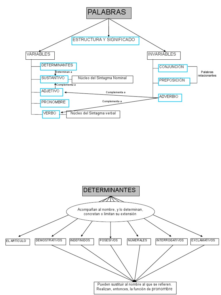 Palabras Variables (Esquemas) | PDF | Sustantivo | Género gramatical
