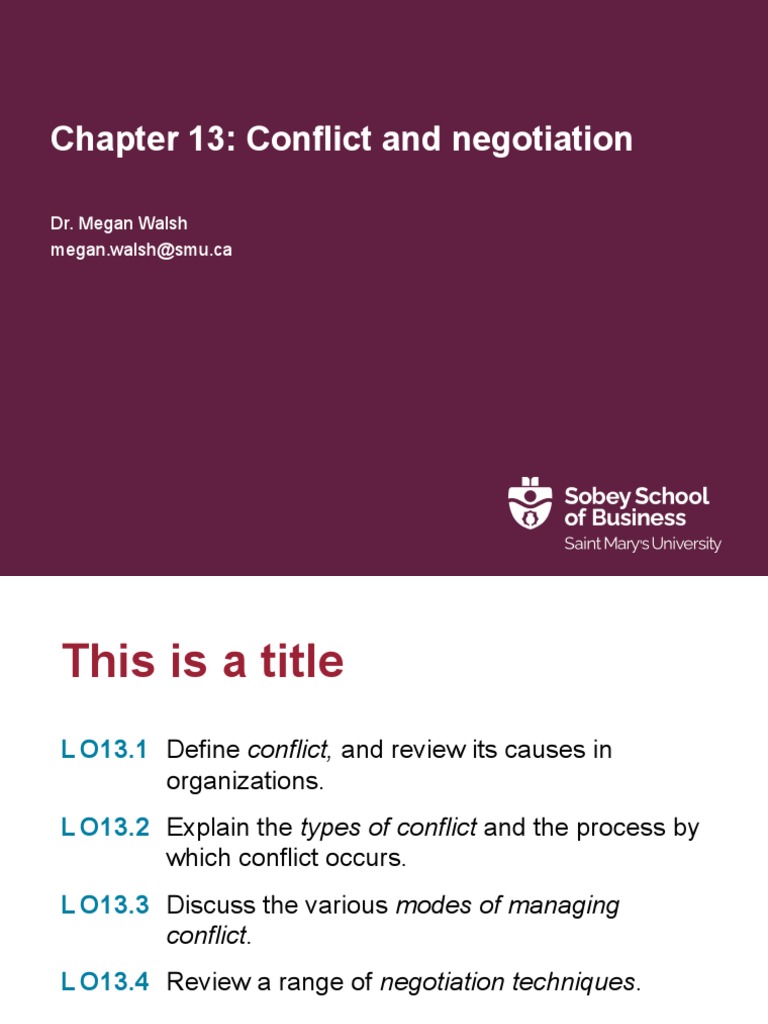Chapter 13 Conflict and Negotiation | PDF | Negotiation | Cognitive Science