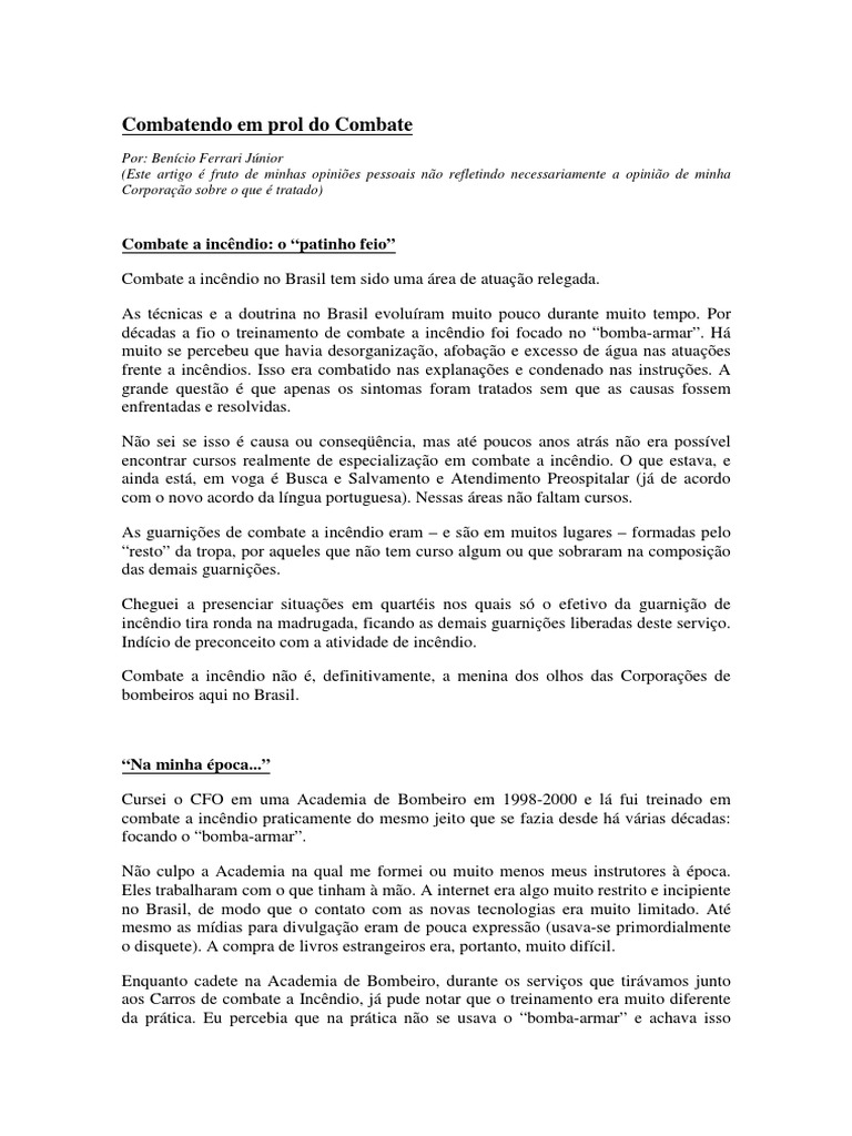 ARTIGO - Pensando o Combate A Incêndio PDF | PDF | Ambiente natural | Tempo