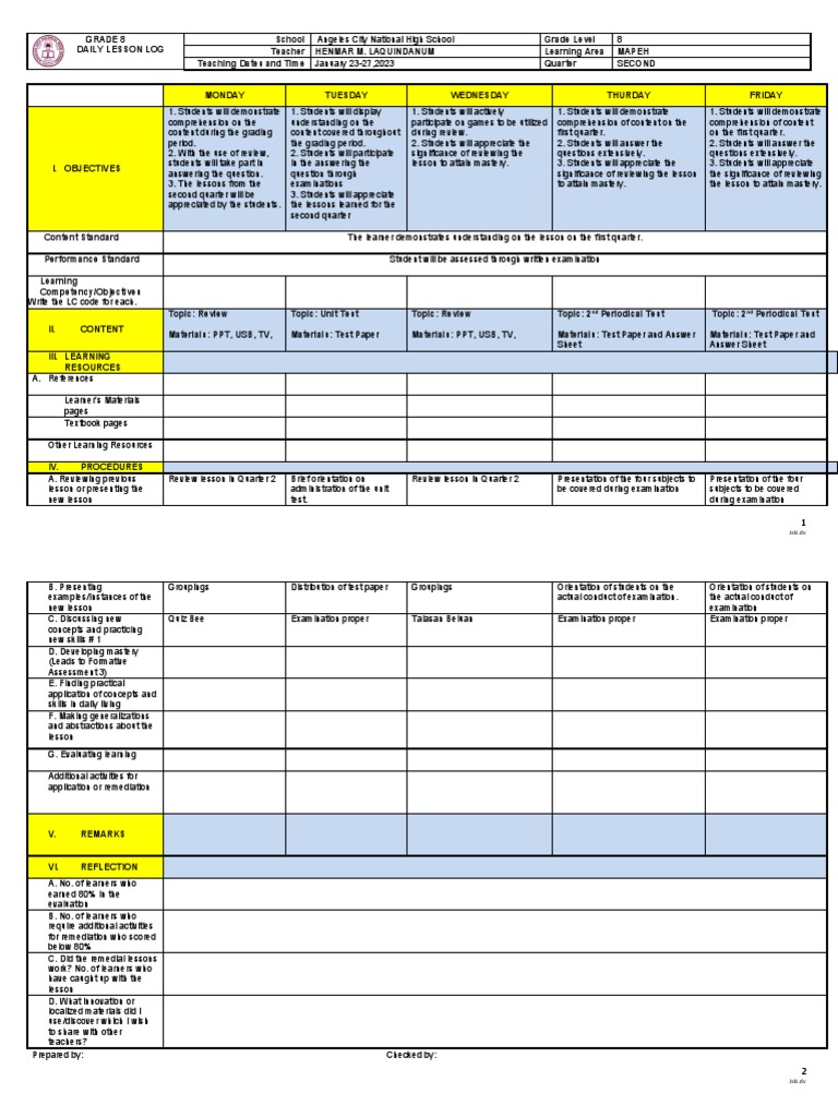 DLL Exam Week | PDF | Reading Comprehension | Pedagogy