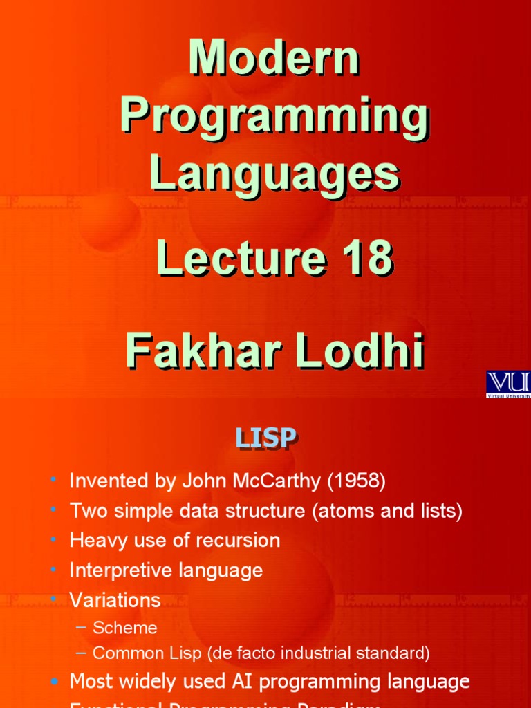 Lecture 18 LISP | PDF | Computer Programming | Mathematics Lecture 18 LISP | PDF | Computer Programming | Mathematics