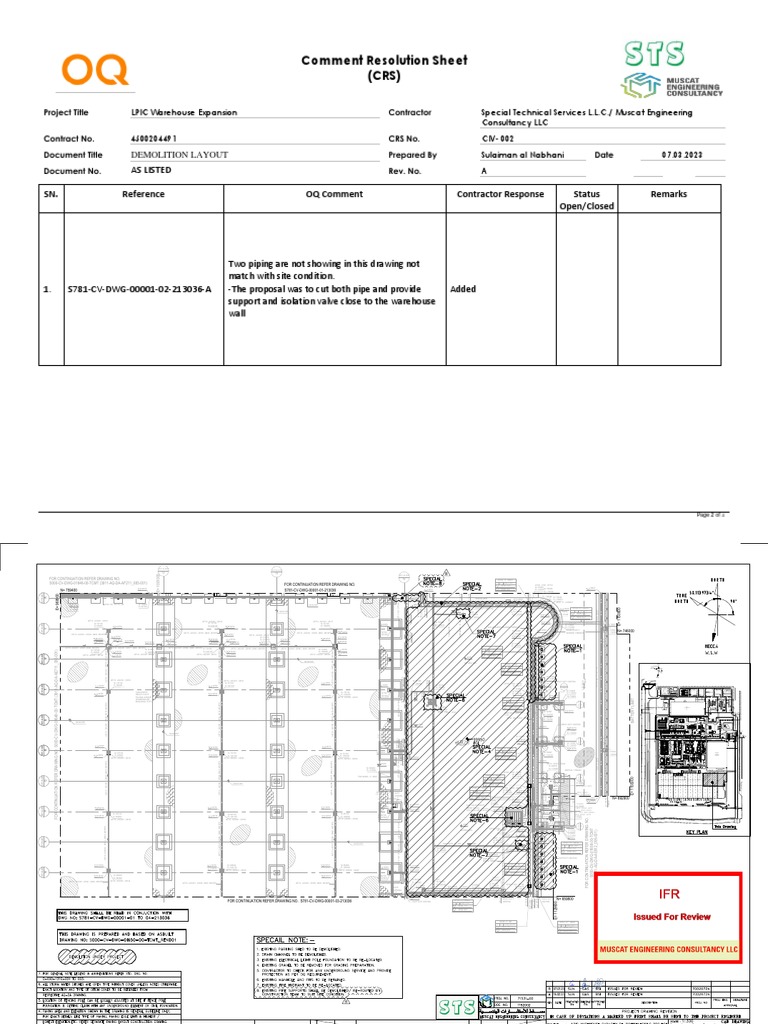 Comment Resolution Sheet (CRS) : As Listed | PDF