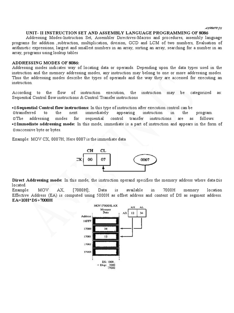 Unit Ii Mpmc Pdf Assembly Language Pointer Computer Programming