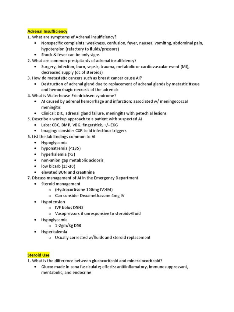 Adrenal Insufficiency Pdf Adrenal Gland Corticosteroid