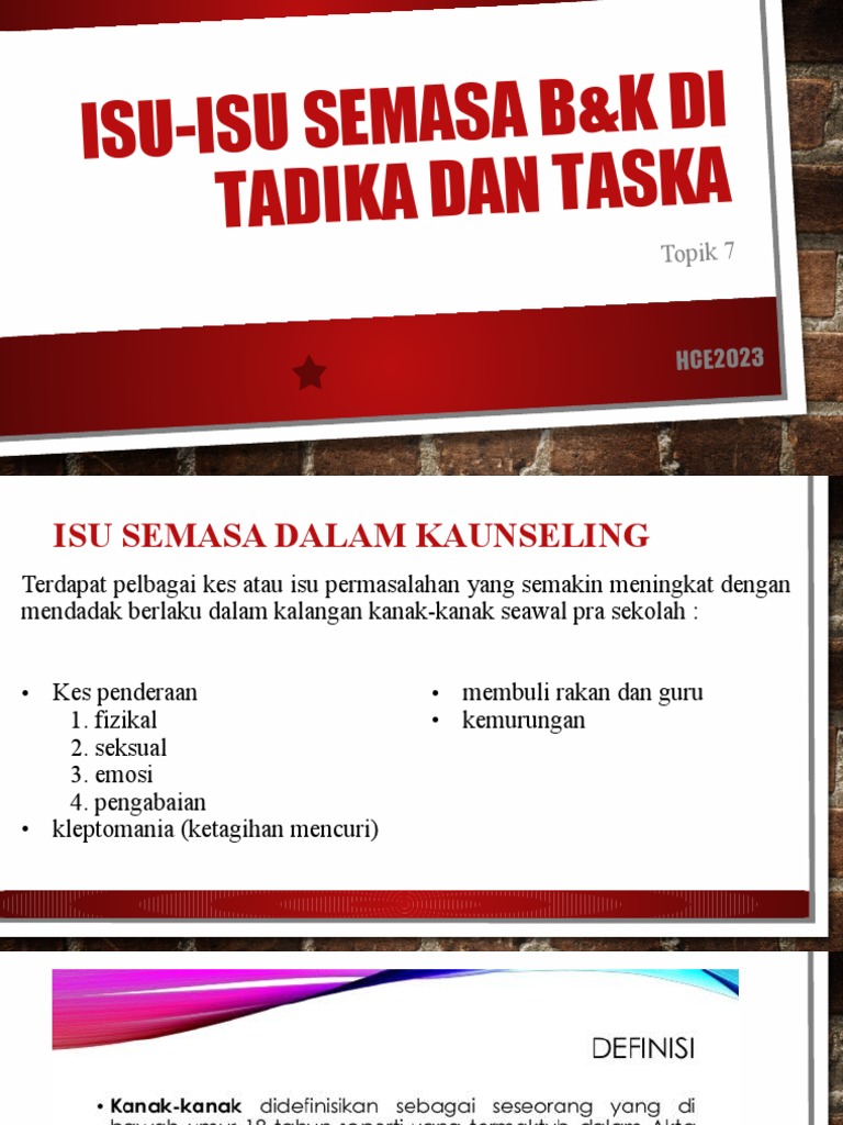 Topik 7 Isu-Isu Semasa BK Di Tadika Taska | PDF