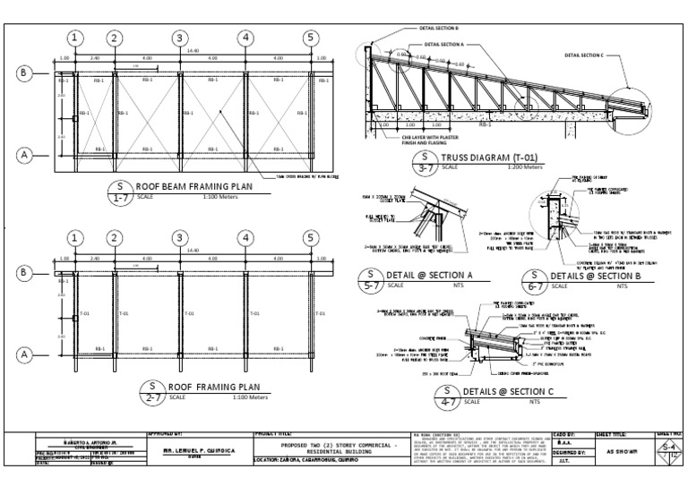 Detailed Structural Plans and Sections for a Proposed Two-Storey ...