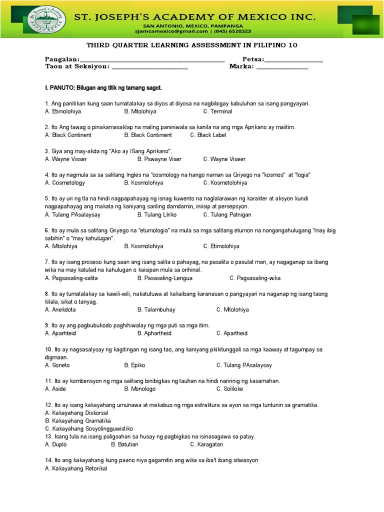 3rd QLA FIL 10 ANS | PDF