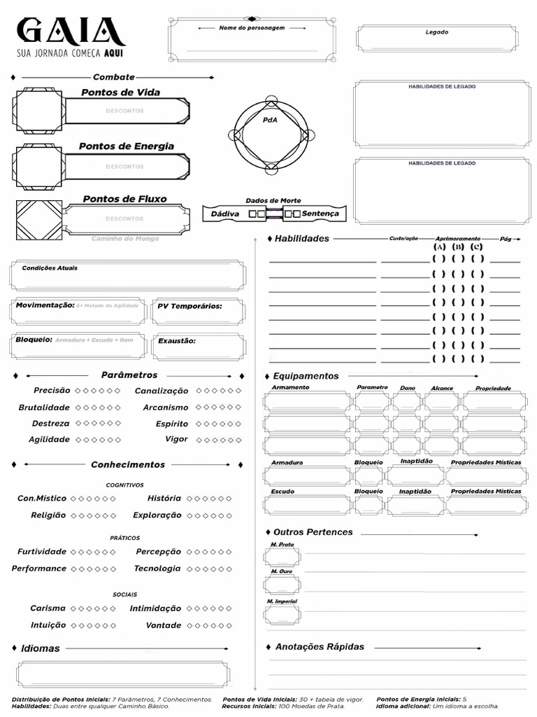 Ficha Editavel Gaia Preludio 1.4.2.5 | PDF