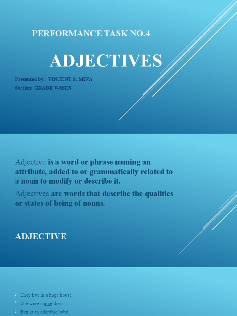 Performance Task No. 4 | PDF | Adjective | Noun