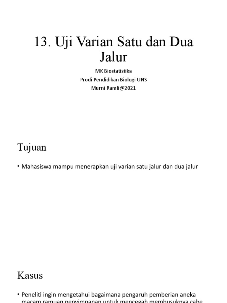 Penerapan Uji ANOVA Satu dan Dua Jalur | PDF